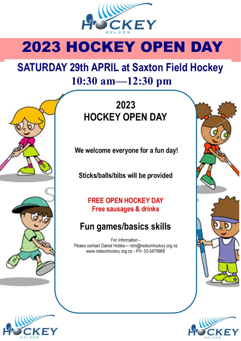 2023 HOCKEY OPEN DAY – SATURDAY APRIL 29TH- 1030-1230 at NHA -(Saxton ...