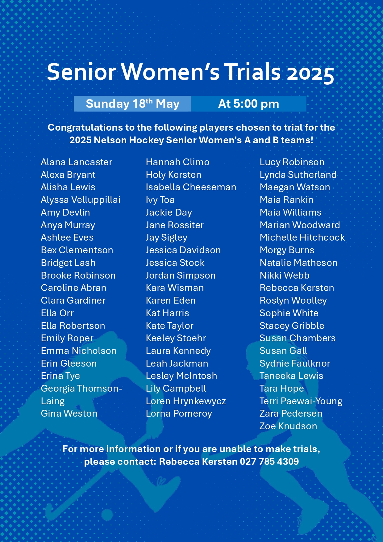 NHA SR. Women's Trials 2025 Sunday May 18th - 5:00 pm Nelson Hockey ...